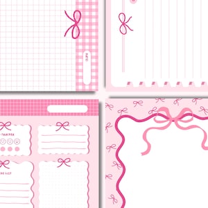 Pink Coquette Bow Note Paper Set, Bow Notepad, Printable Planner ...