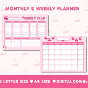Coquette Bow Printable Weekly Planner, Monthly Planner, Cute Bow ...