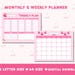 Coquette Bow Printable Weekly Planner, Monthly Planner, Cute Bow ...