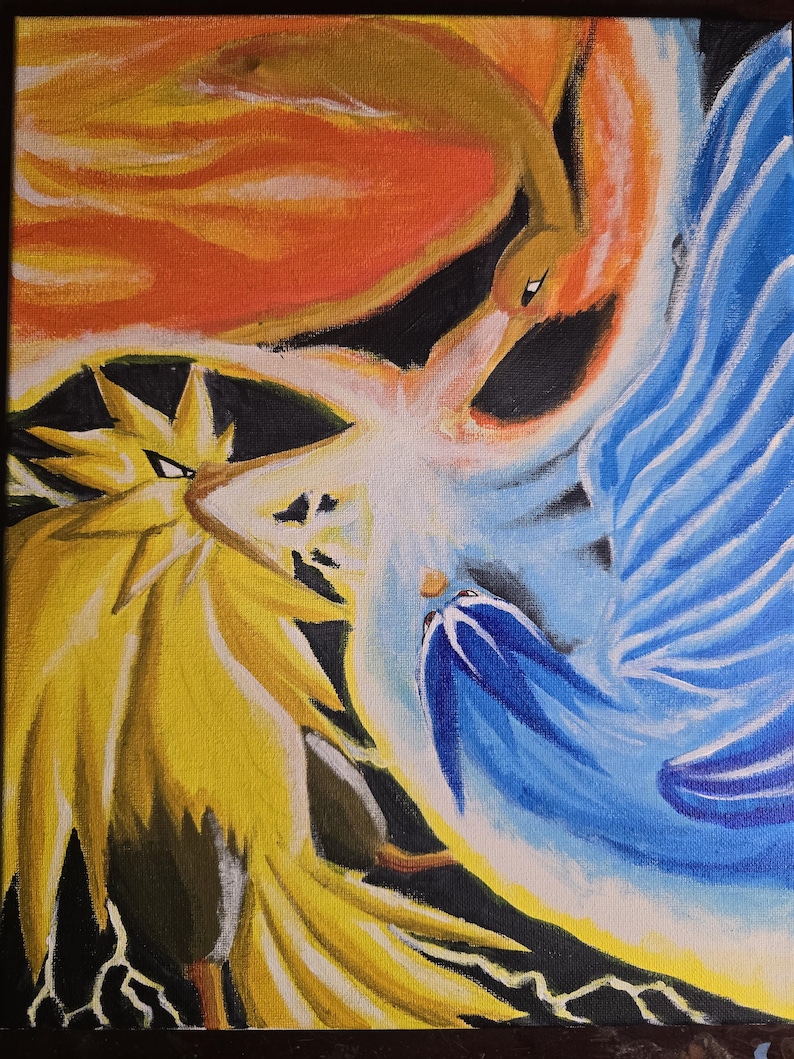 Hand Painted Water Color Legendary Bird Trio Pokemon Painting. - Etsy