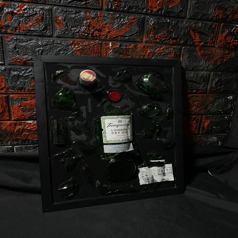 Broken Bottle, Tanqueray, Epoxy Resin Painting, Art Frame Decoration ...