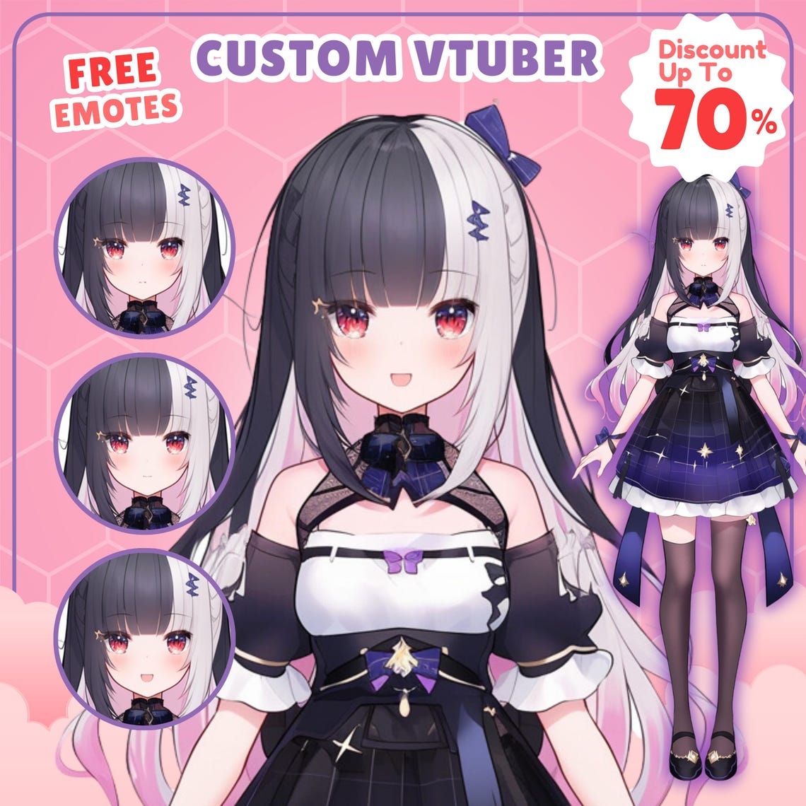 CUSTOM LIVE 2D VTUBER Model Vtuber Asset Vtuber Character Pngtuber ...