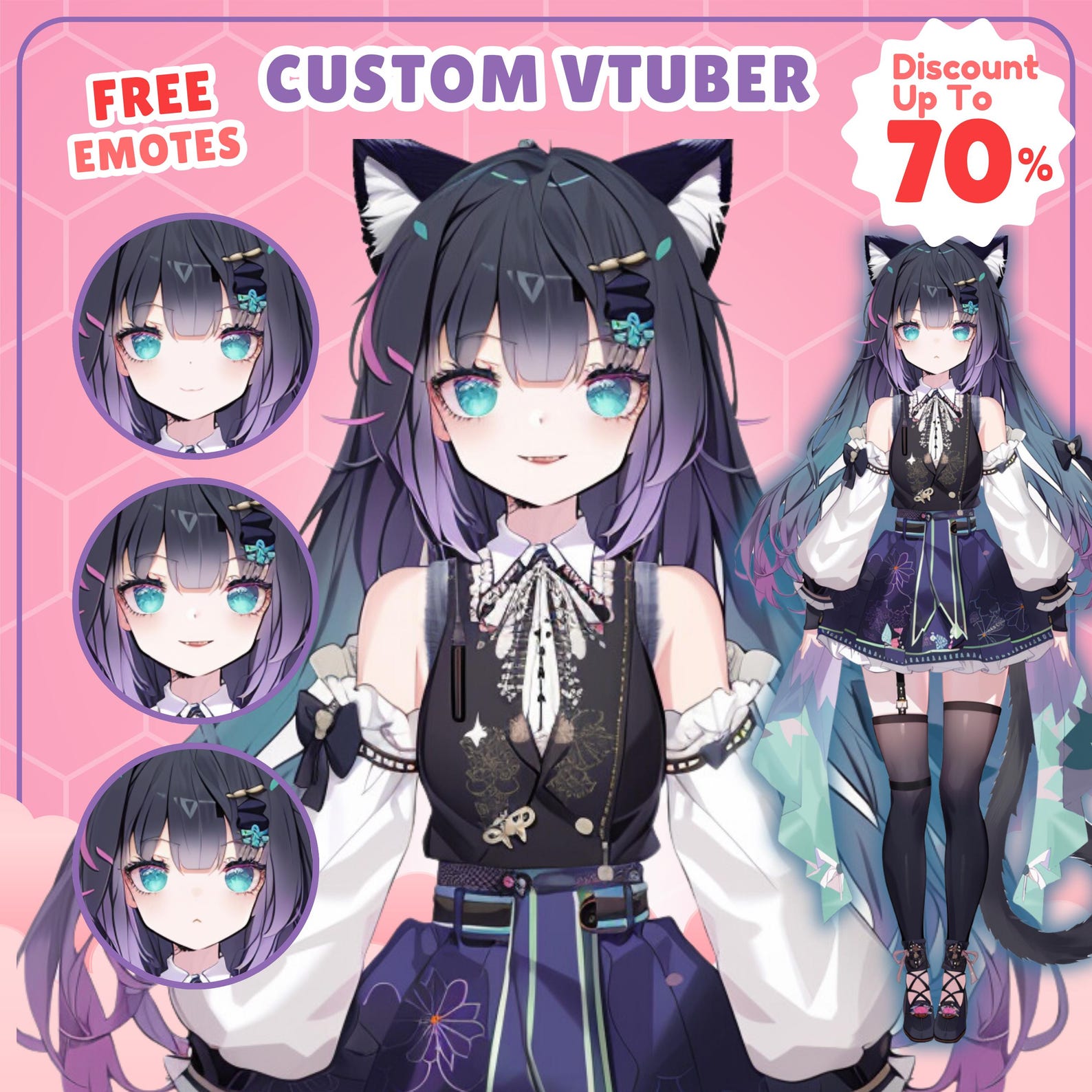 CUSTOM LIVE 2D VTUBER Model Vtuber Asset Vtuber Character Pngtuber ...