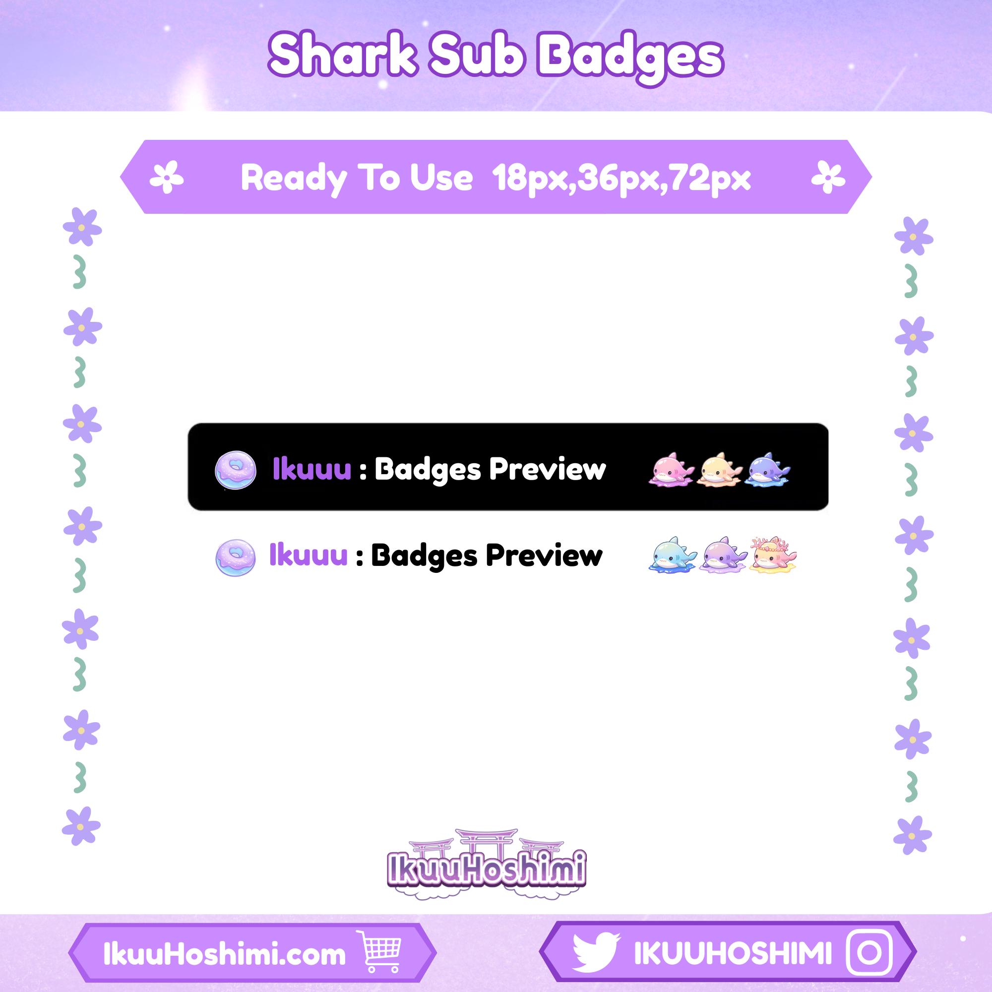 Shark Twitch Sub Badges | Channel Point Icons | Discord Badges | Stream ...