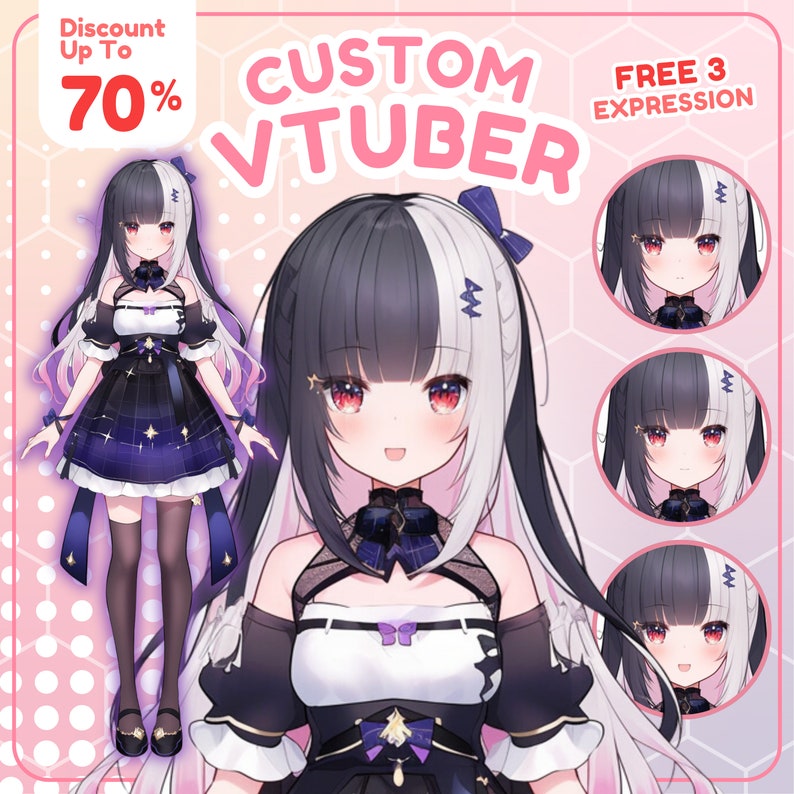 CUSTOM LIVE 2D VTUBER Model Vtuber Asset Vtuber Character Vtuber Design ...