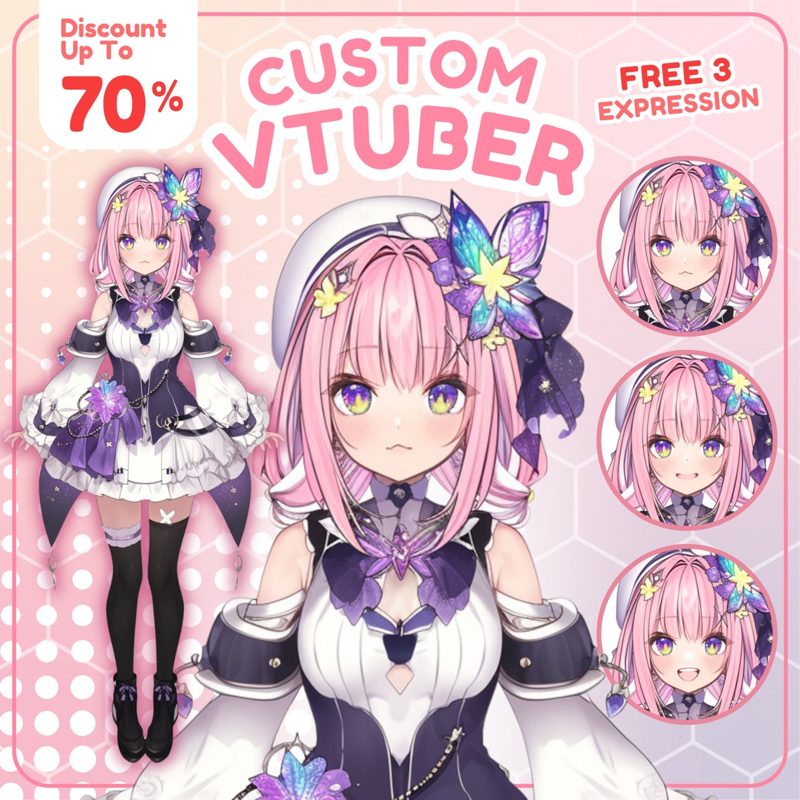 CUSTOM LIVE 2D VTUBER Model Vtuber Asset Vtuber Character Vtuber Design ...