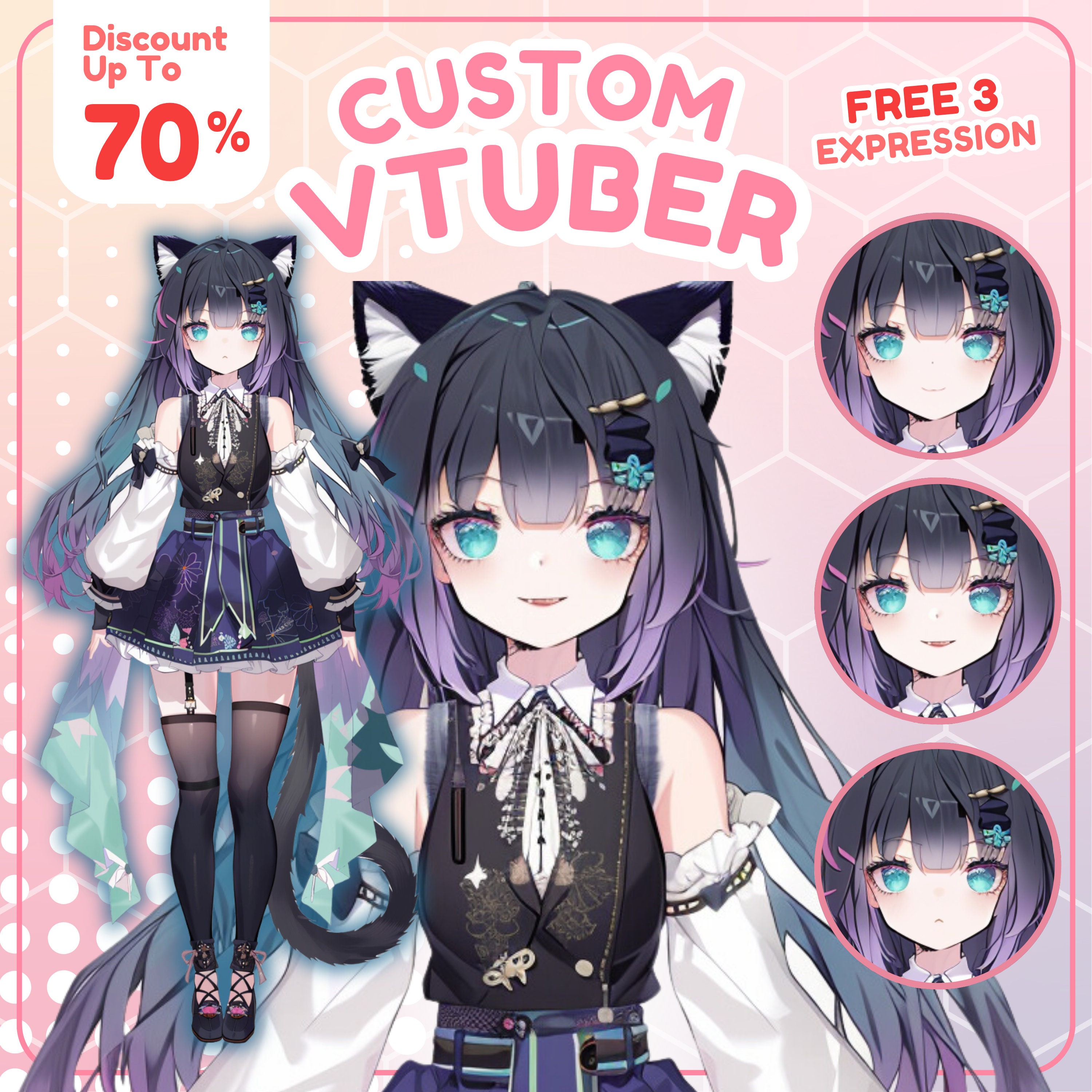 CUSTOM LIVE 2D VTUBER Model Vtuber Asset Vtuber Character Vtuber Design ...