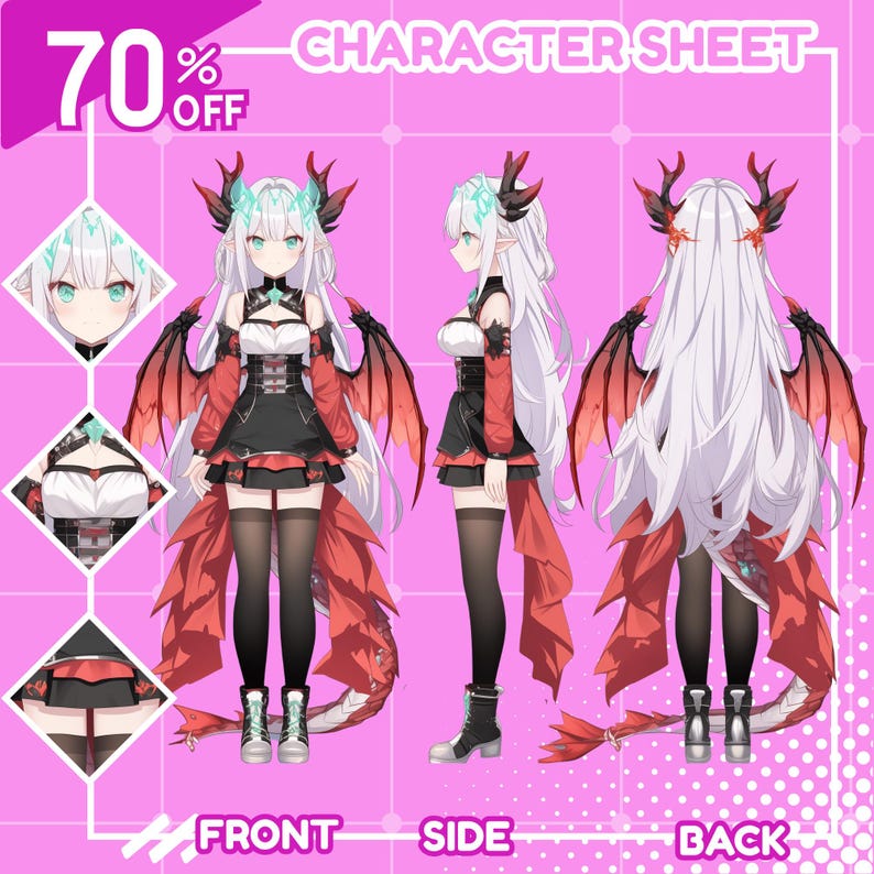 Custom Character Sheet Commission | Character Sheet, Vtuber Model ...
