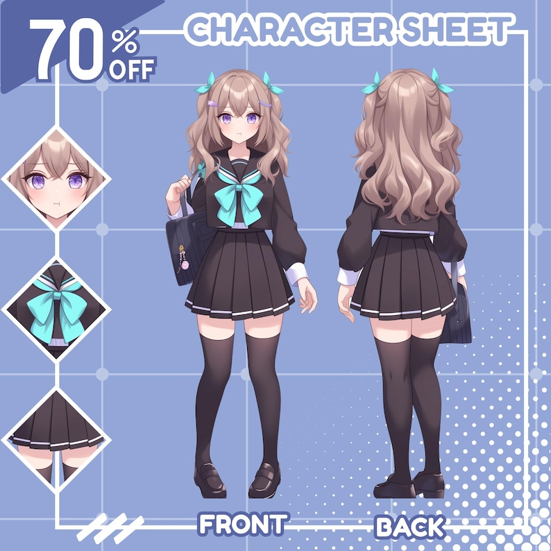 Custom Character Sheet Commission | Character Sheet, Vtuber Model, Reference Sheet, Vtuber ...