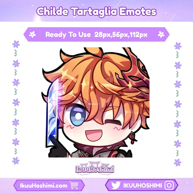 Childe Tartaglia Genshin Impact Emotes | Custom Emotes | Writing Emote ...