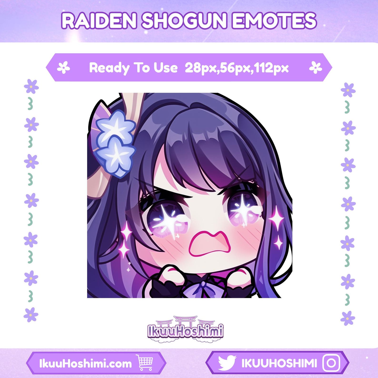 Raiden Shogun Genshin Impact Emotes | Custom Emotes | Writing Emote ...