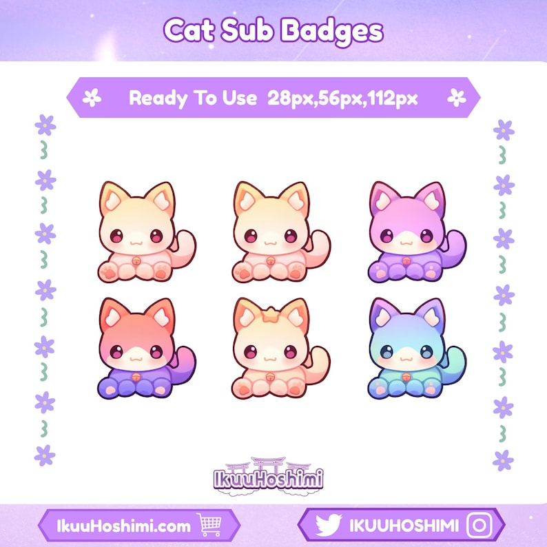 Cat Sub Badges for Twitch | Twitch Channel Point, Twitch Emotes, Cute ...