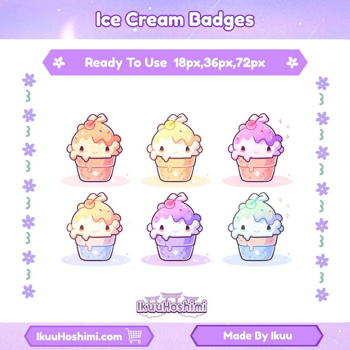 Ice Cream Twitch Sub Badges|channel Point Icons |discord Badges |stream ...