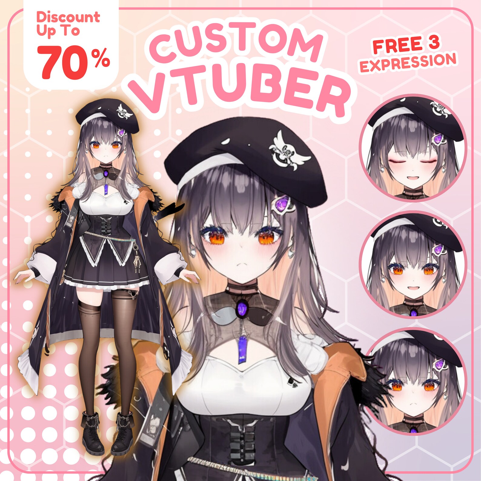 CUSTOM LIVE 2D VTUBER Model Vtuber Asset Vtuber Character Vtuber Design ...