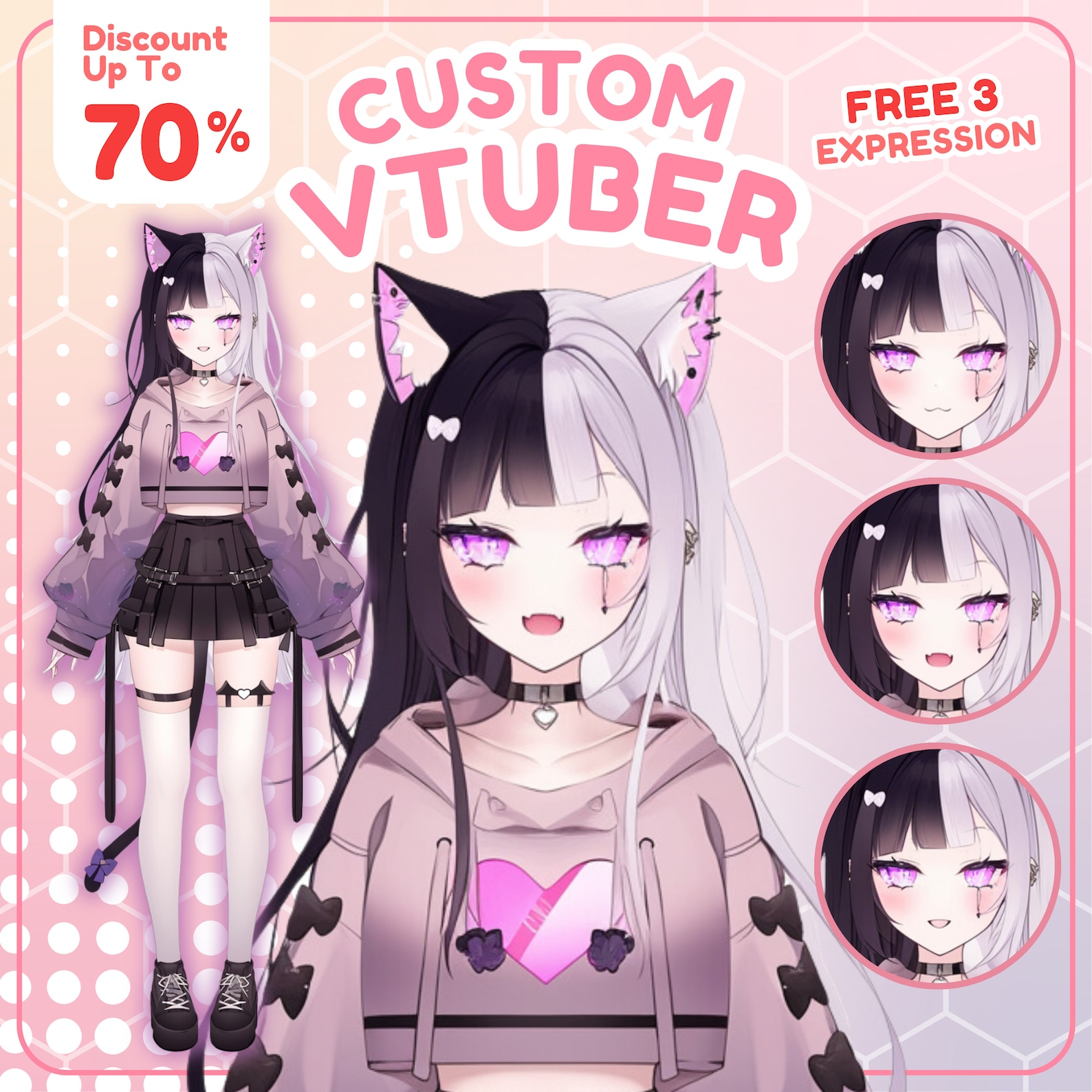 CUSTOM LIVE 2D VTUBER Model Vtuber Asset Vtuber Character Vtuber Design ...