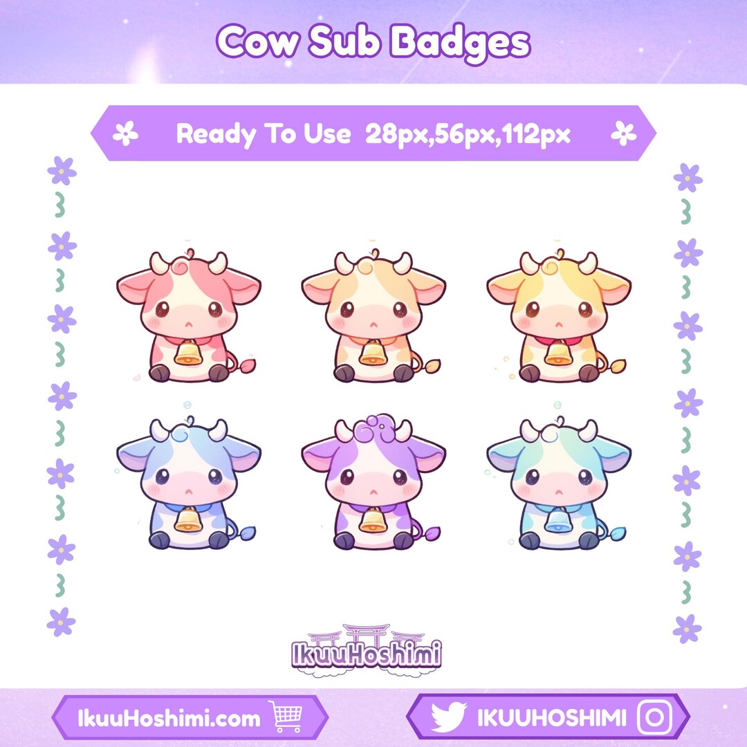 Cow Twitch Sub Badges|channel Point Icons |discord Badges |stream ...