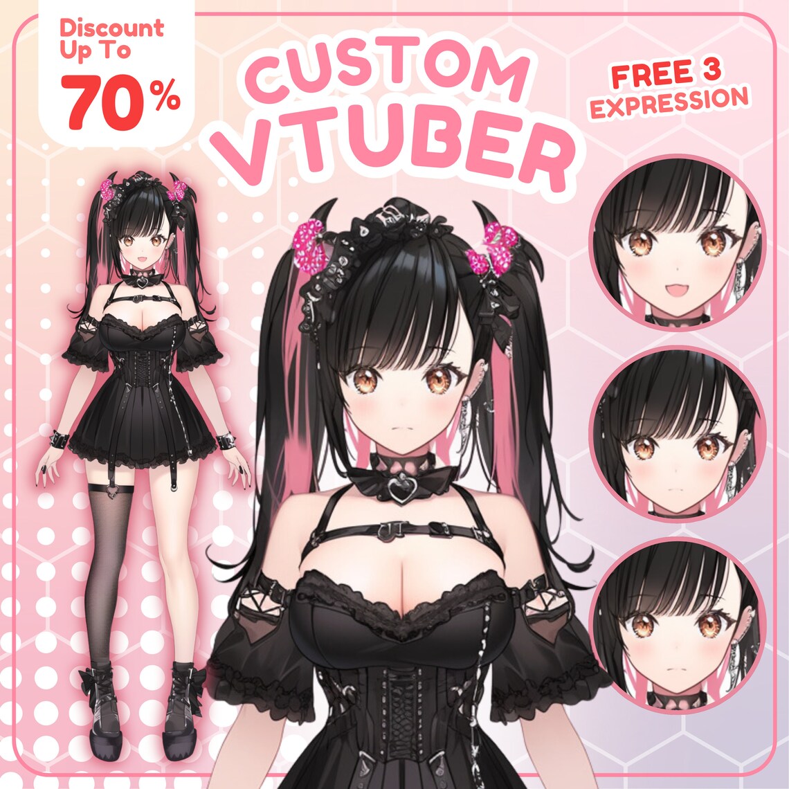 CUSTOM LIVE 2D VTUBER Model Vtuber Asset Vtuber Character Vtuber Design ...