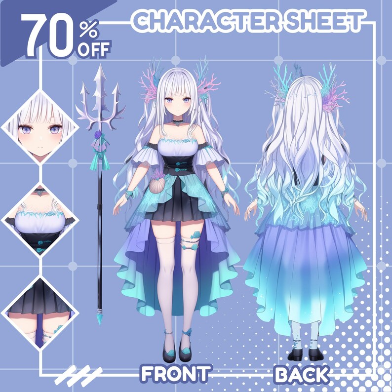 Custom Character Sheet Commission | Character Sheet, Vtuber Model, Reference Sheet, Vtuber ...