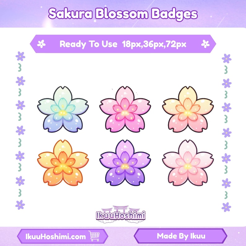 Sakura Twitch Sub Badges |channel Point Icons | Discord Badges | Stream ...