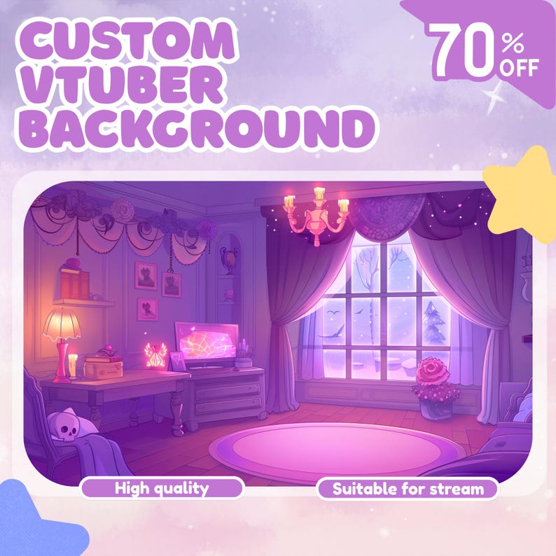 Custom Vtuber Background | Vtuber Room Stream Package, Twitch Overlay ...