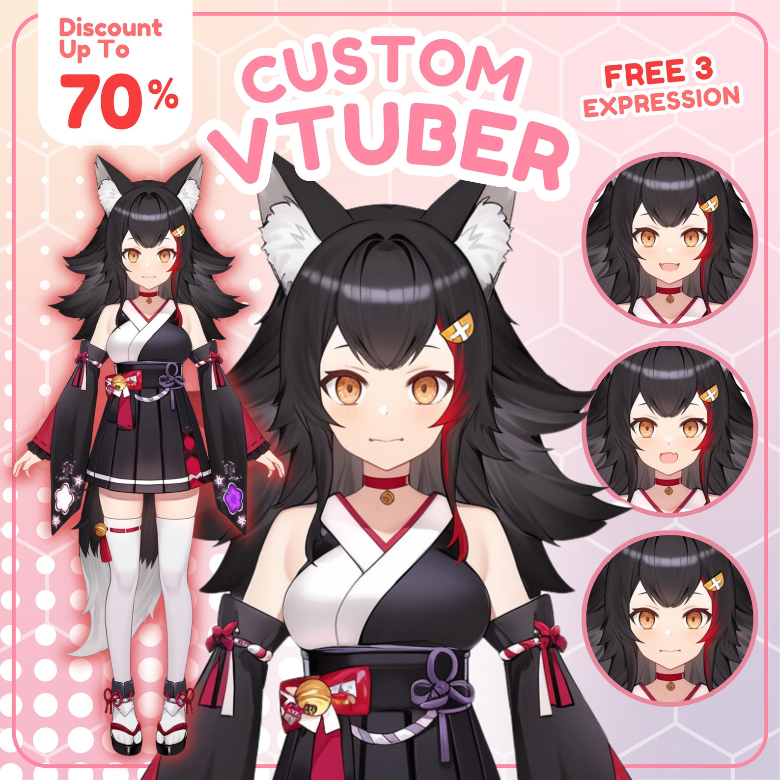 CUSTOM LIVE 2D VTUBER Model Vtuber Asset Vtuber Character Vtuber Design ...