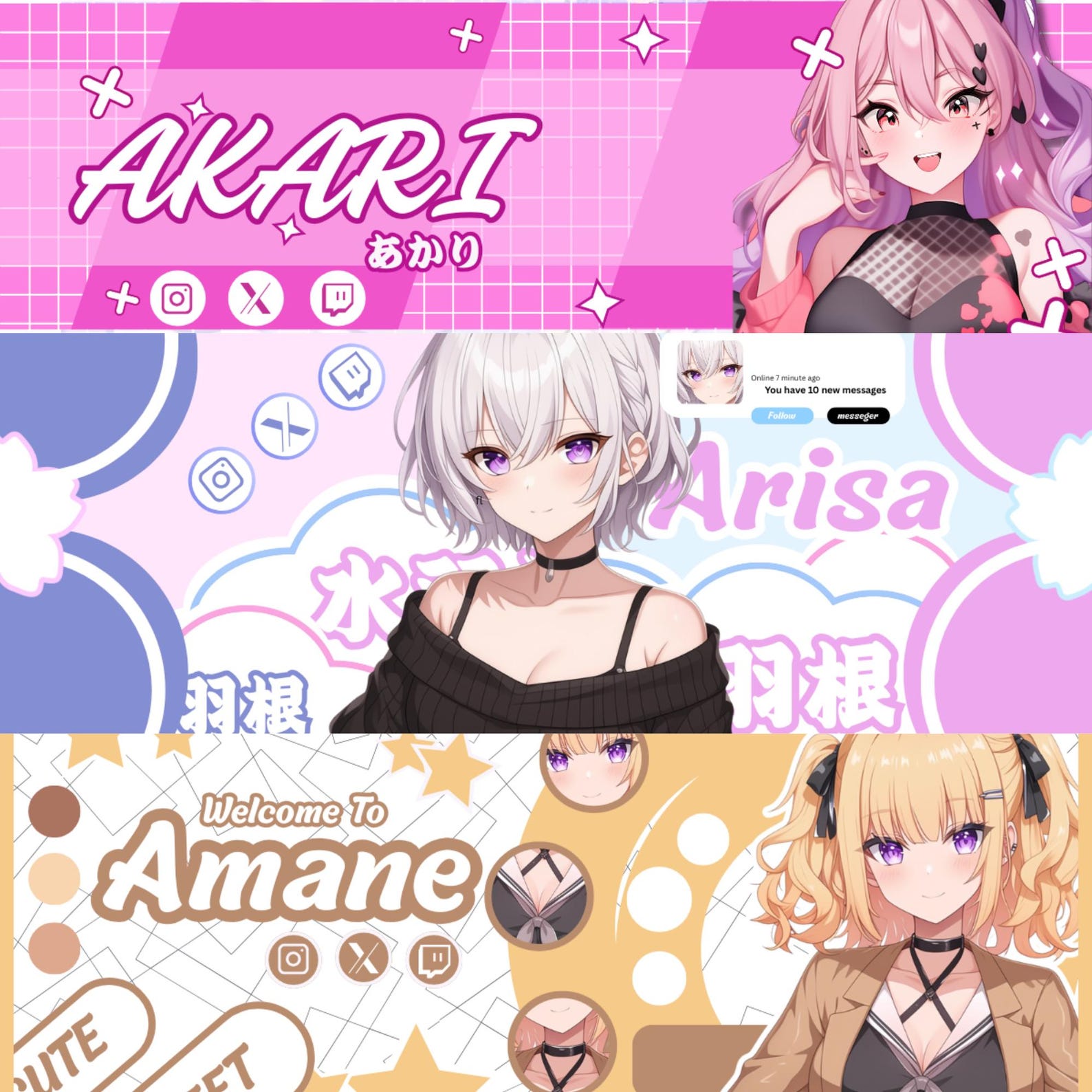 Custom Twitch Banner | Twitch Banner, Anime Banner, Streaming Banner ...