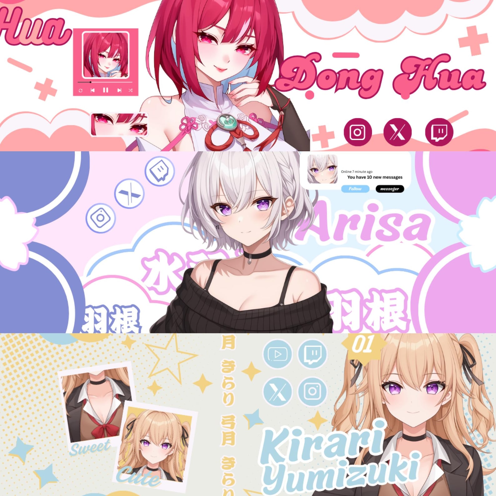 Custom Twitch Banner | Twitch Banner, Anime Banner, Streaming Banner ...