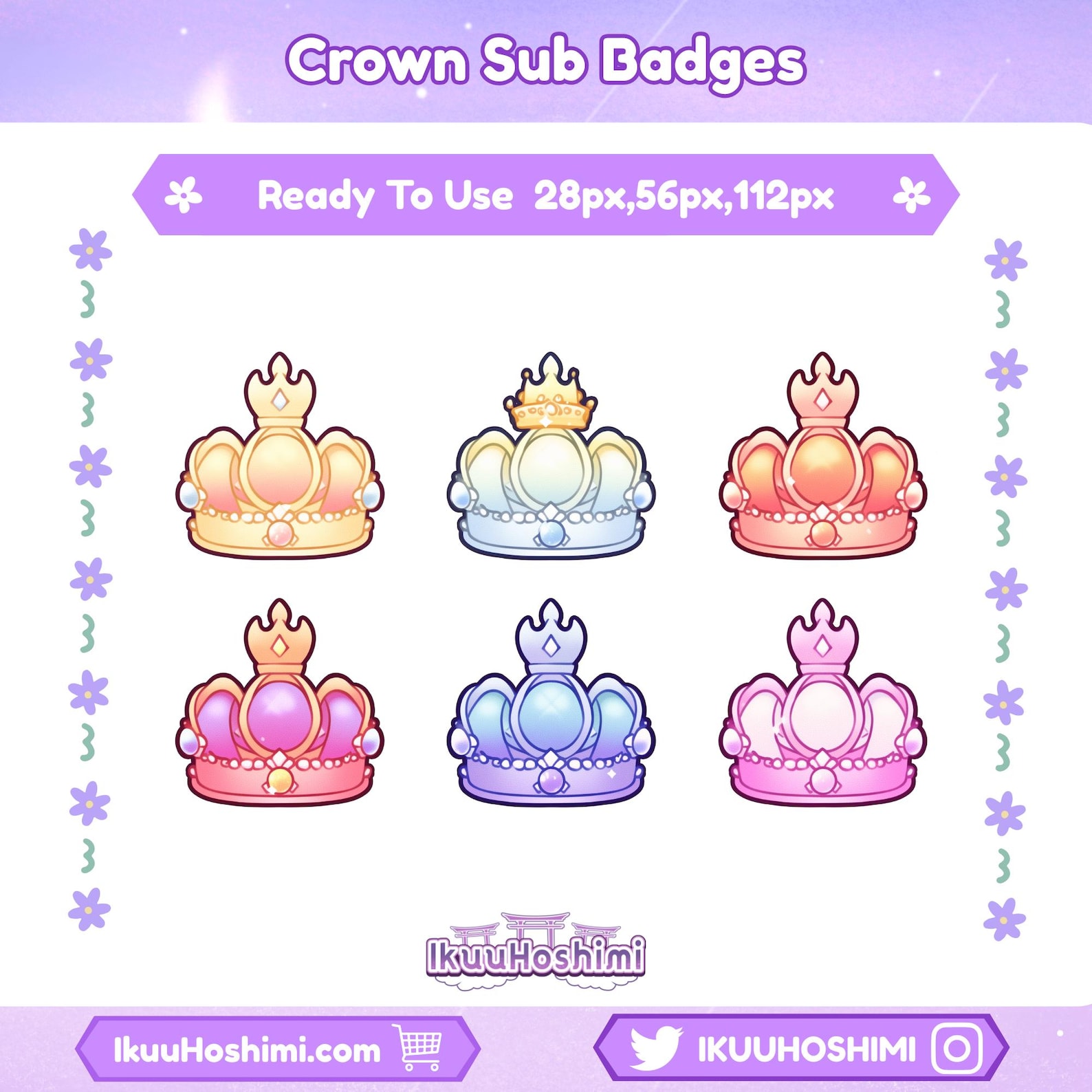 Crown Twitch Sub Badges|channel Point Icons |discord Badges |stream ...