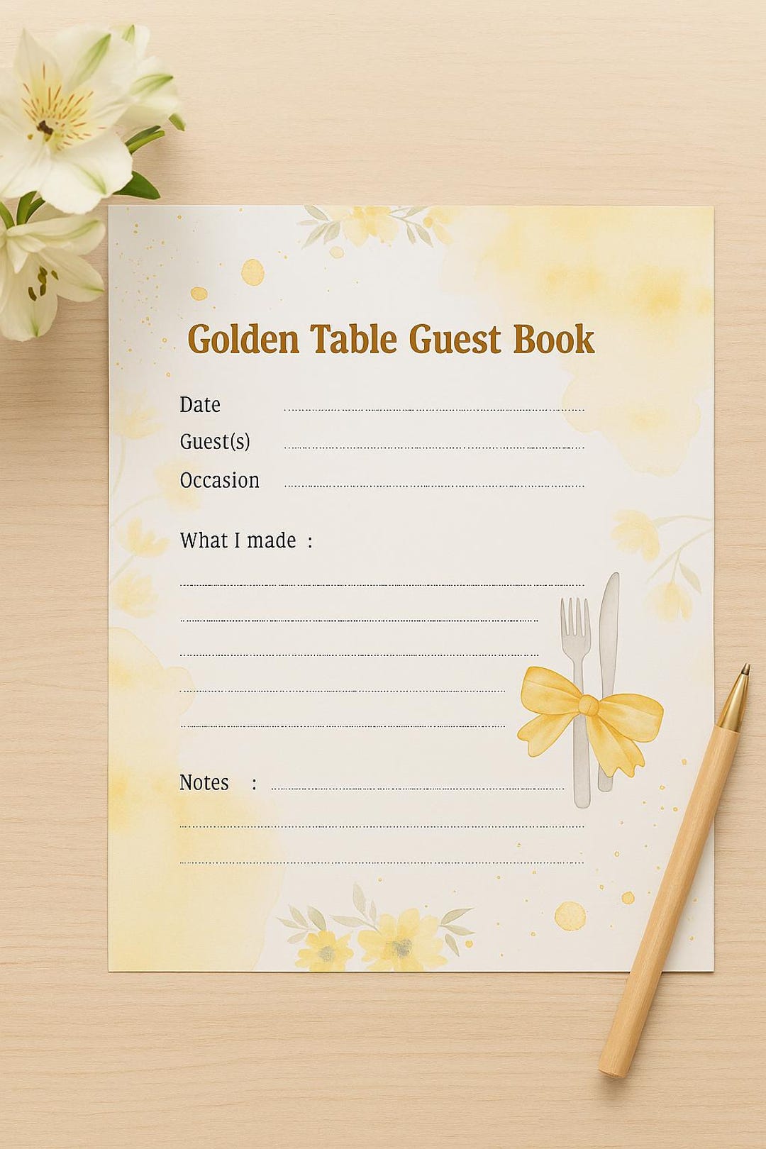 Golden Table Guest Book | Elegant Meal & Guest Visit Journal | Dinner ...