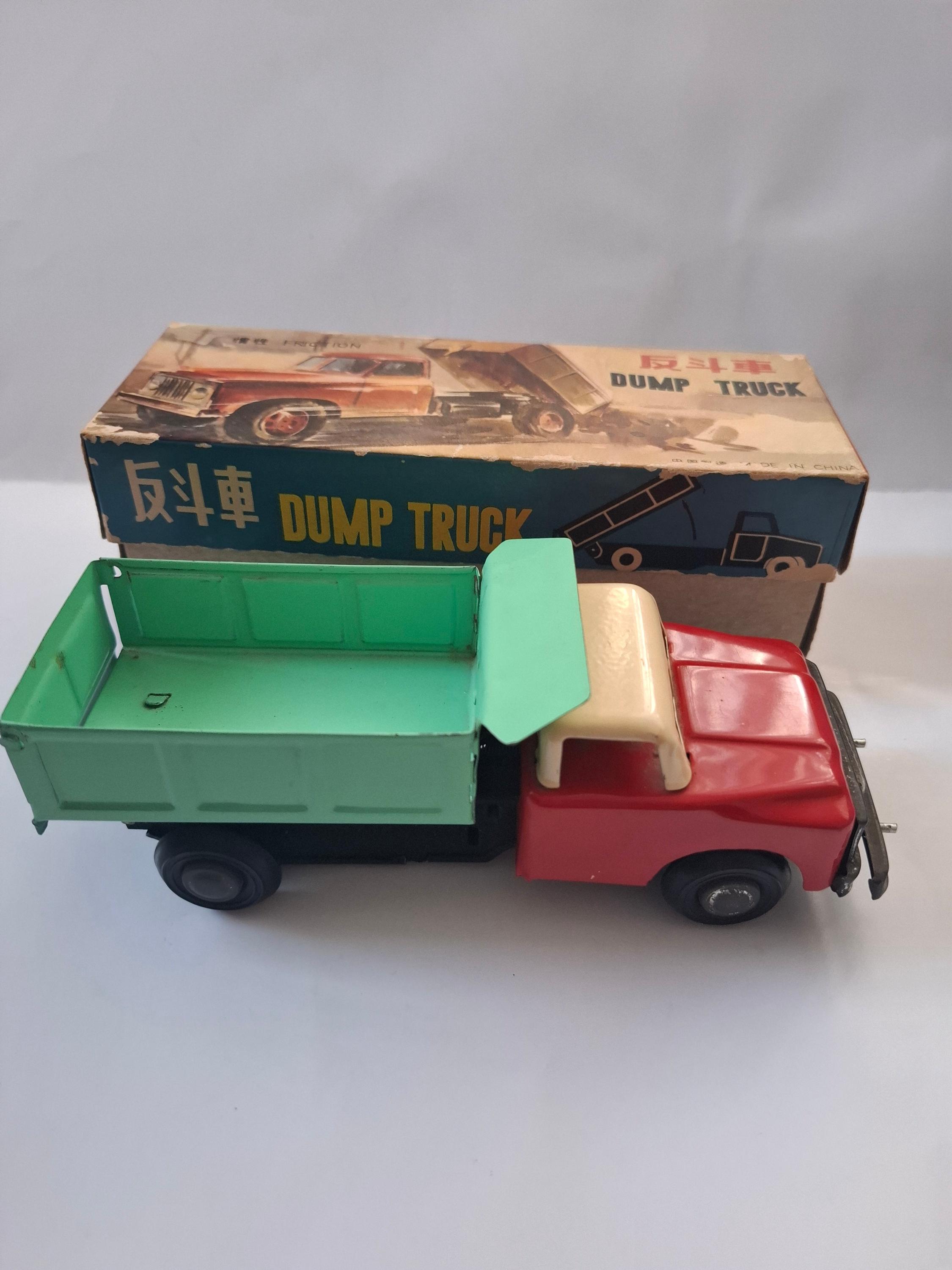 Vintage Red Friction Motor Dump Truck China Tin Toy MIB 1960's -MF 973 ...