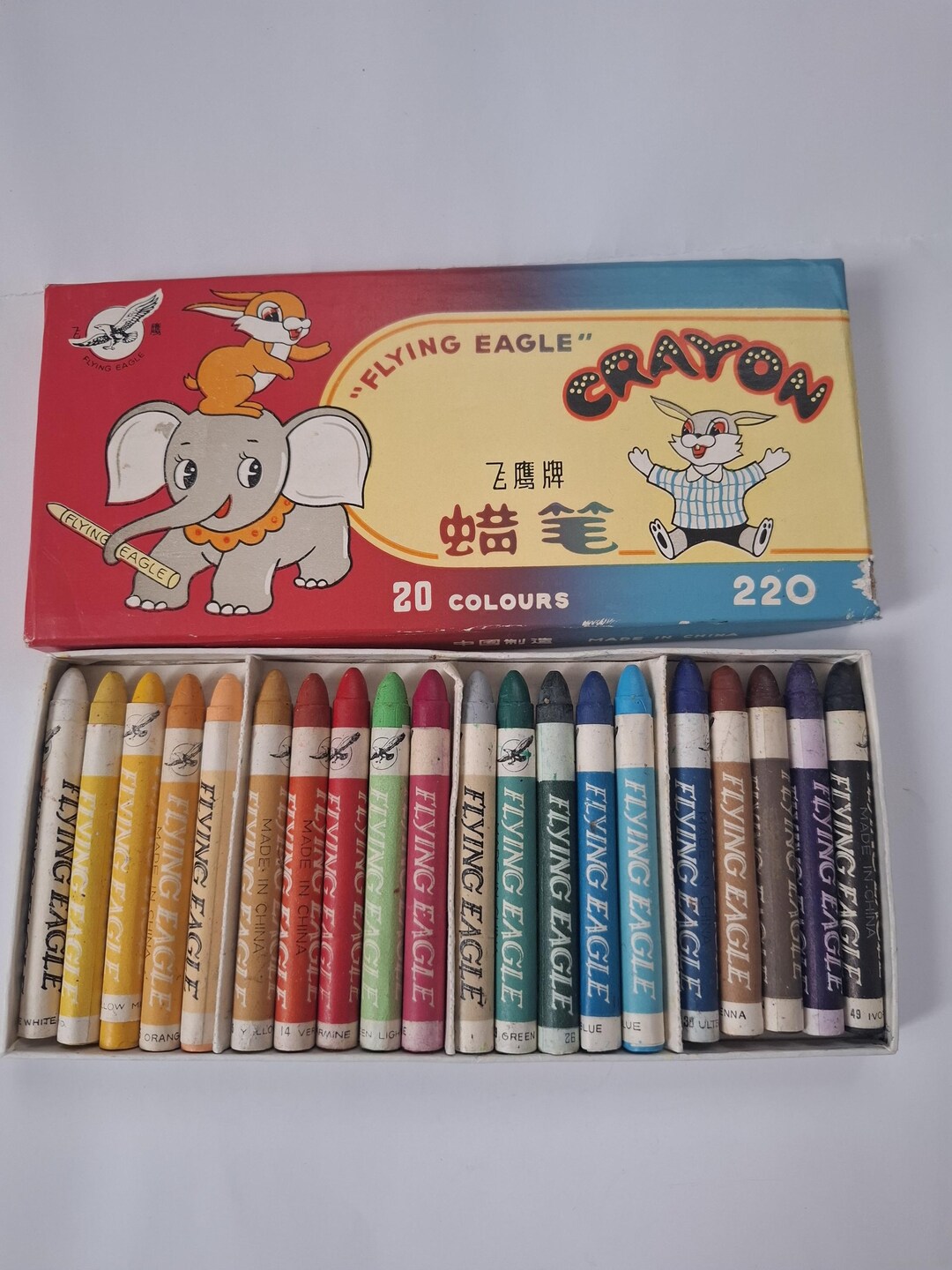 Vintage ''FLYING EAGLE'' Color Crayons 20pcs per Set #220 -little Usege ...