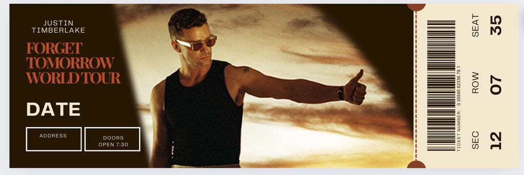 Justin Timberlake Forget Tomorrow World Tour Self Editable Template - Etsy