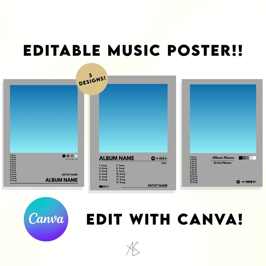 Customizable Album Cover Poster Canva Template – Editable Digital Music Poster – Personalized ...