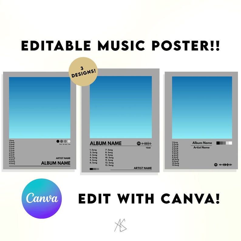 Customizable Album Cover Poster Canva Template – Editable Digital Music Poster – Personalized ...