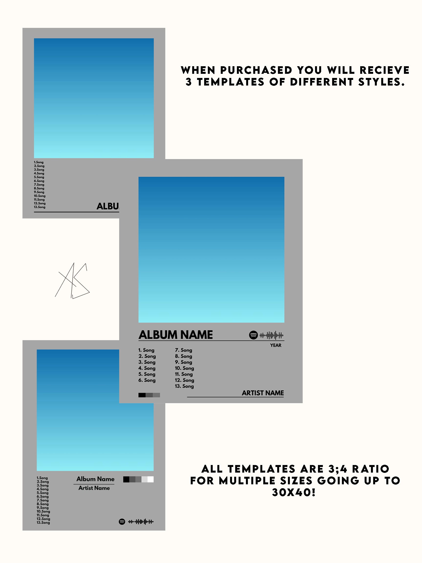 Customizable Album Cover Poster Canva Template – Editable Digital Music ...