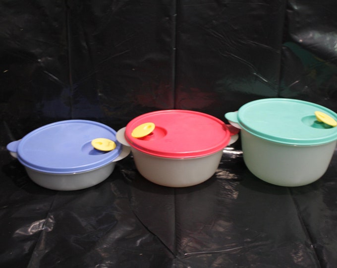 Tupperware Crystalwave Sheer Bowl Microwave 8 1/2 Cup, 6 1/4 Cup, and 2 ...