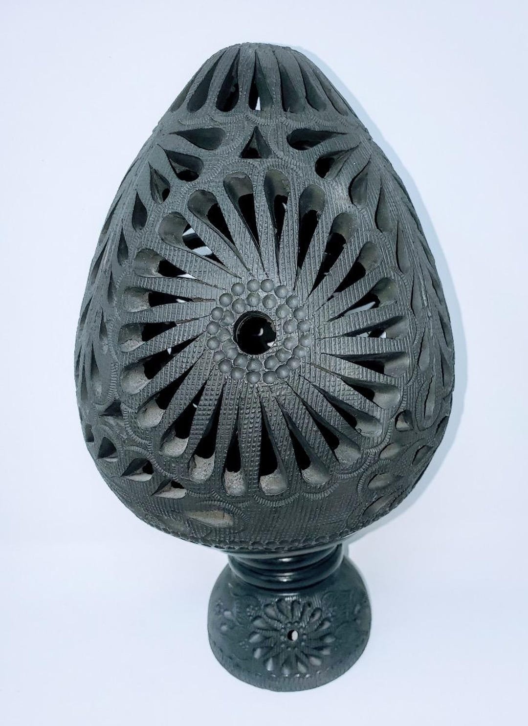 Big Egg Luminary of Black Clay From Oaxaca Mexico, Handmade and Elegant ...