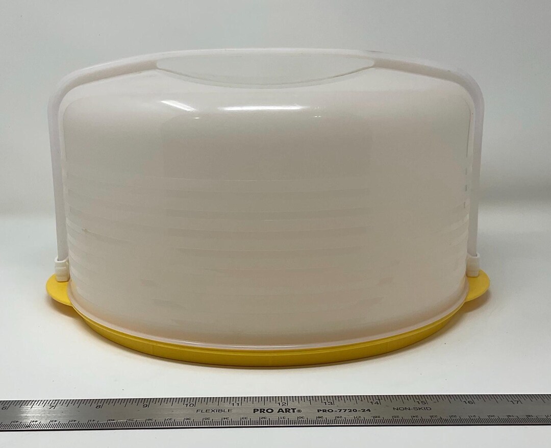 3062/3063 Tupperware Round Cake Carrier 14" Yellow Base W/handle - Etsy