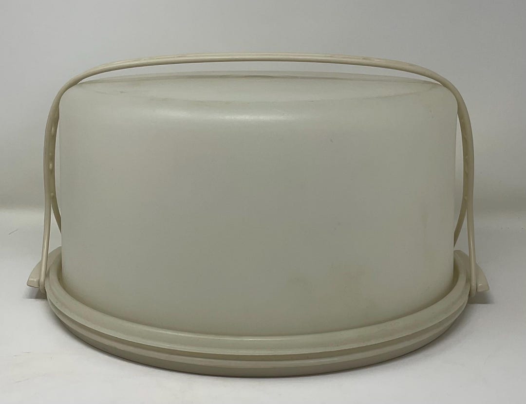 Vintage Large Tupperware White Cake Carrier, Storage Container With ...