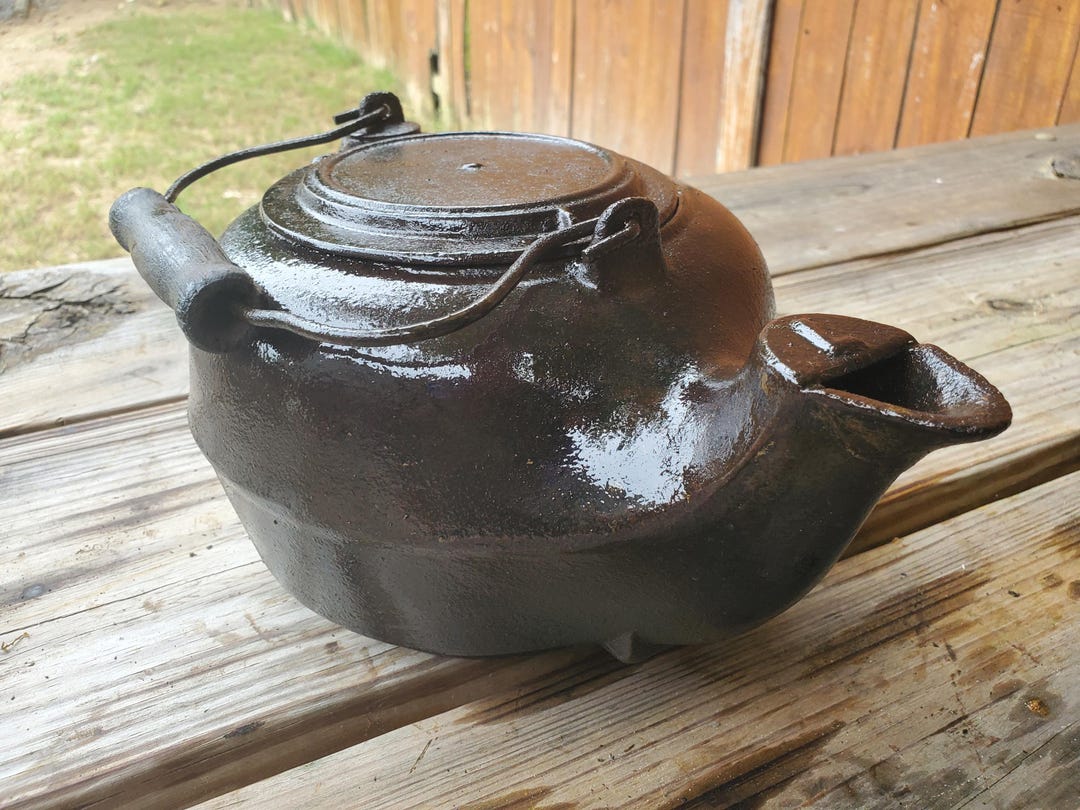 Antique 1800's Cast Iron Tea Kettle Civil War Era Large - Etsy