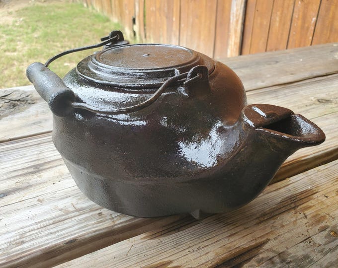 Antique 1800's Cast Iron Tea Kettle Civil War Era Large - Etsy