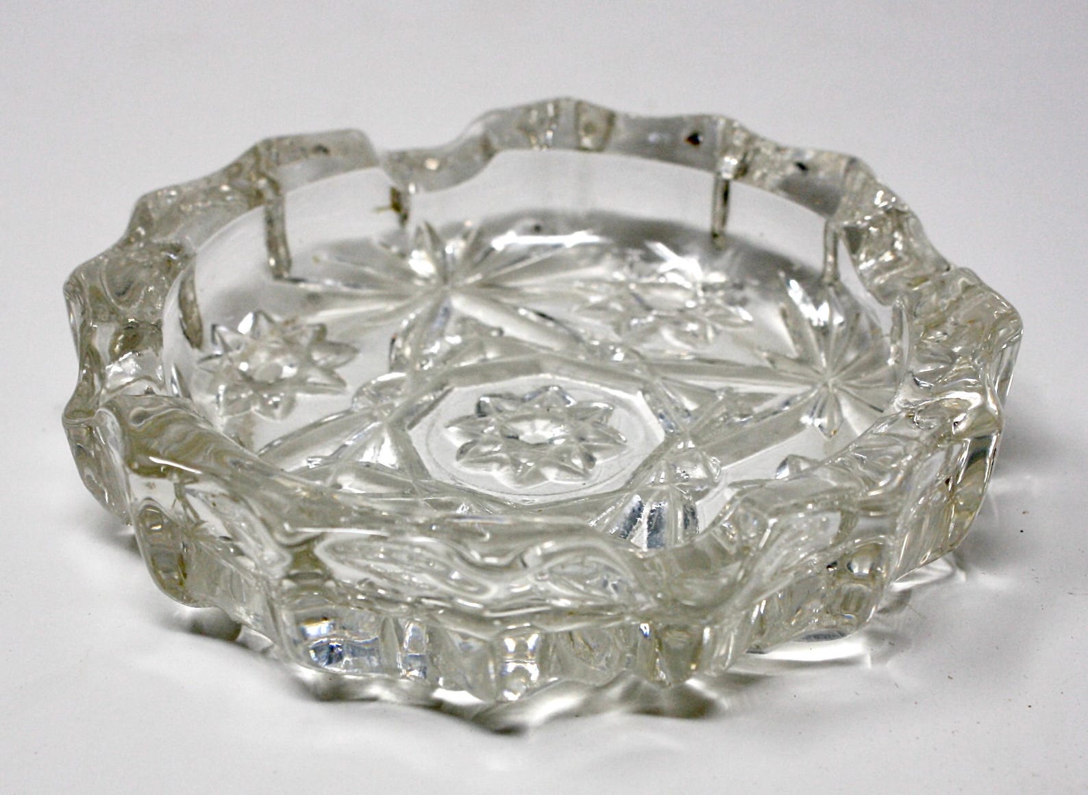 Glass Ashtray, Mid-century Vintage Anchor Hocking EAPC Prescut Crystal ...