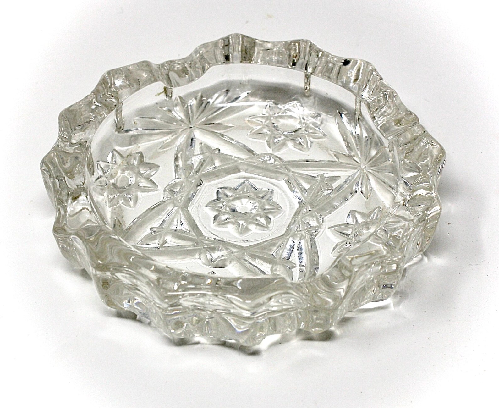 Glass Ashtray, Mid-century Vintage Anchor Hocking EAPC Prescut Crystal ...