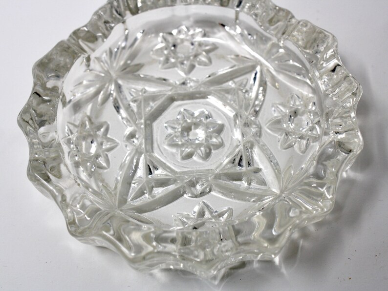 Glass Ashtray, Mid-century Vintage Anchor Hocking EAPC Prescut Crystal ...