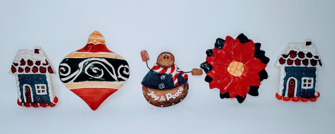 Set of 5 Christmas Magnets. Seasonal Decor. - Etsy