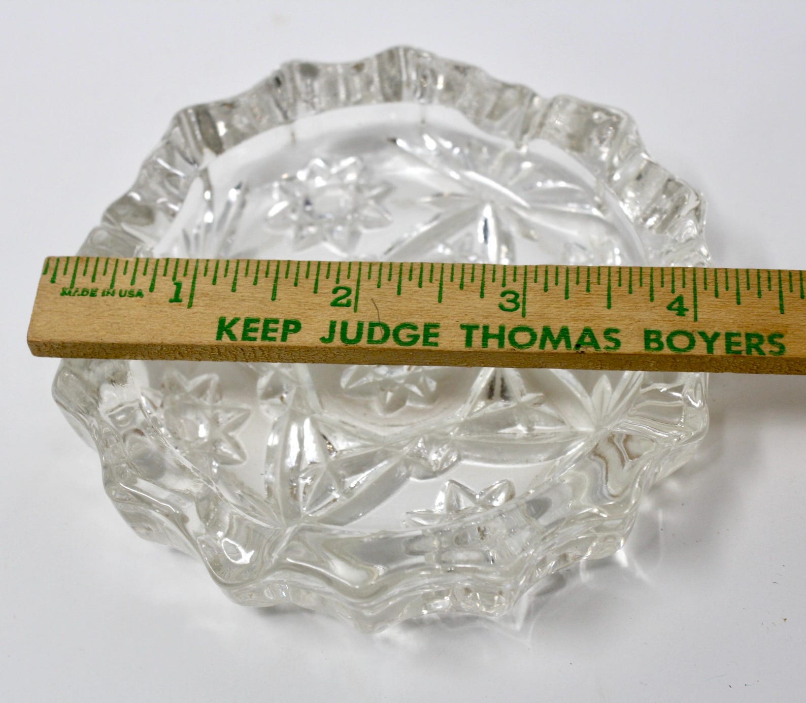 Glass Ashtray, Mid-century Vintage Anchor Hocking EAPC Prescut Crystal ...