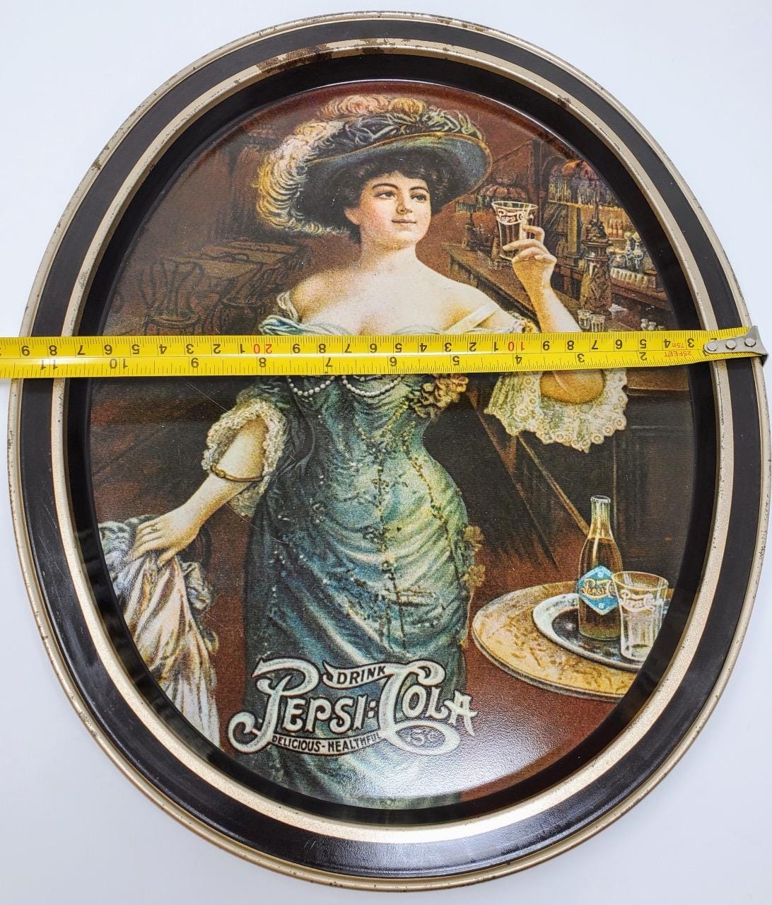 Vintage Pepsi-cola Tray, Victorian Lady on Oval Pepsi-cola and Pepsi ...