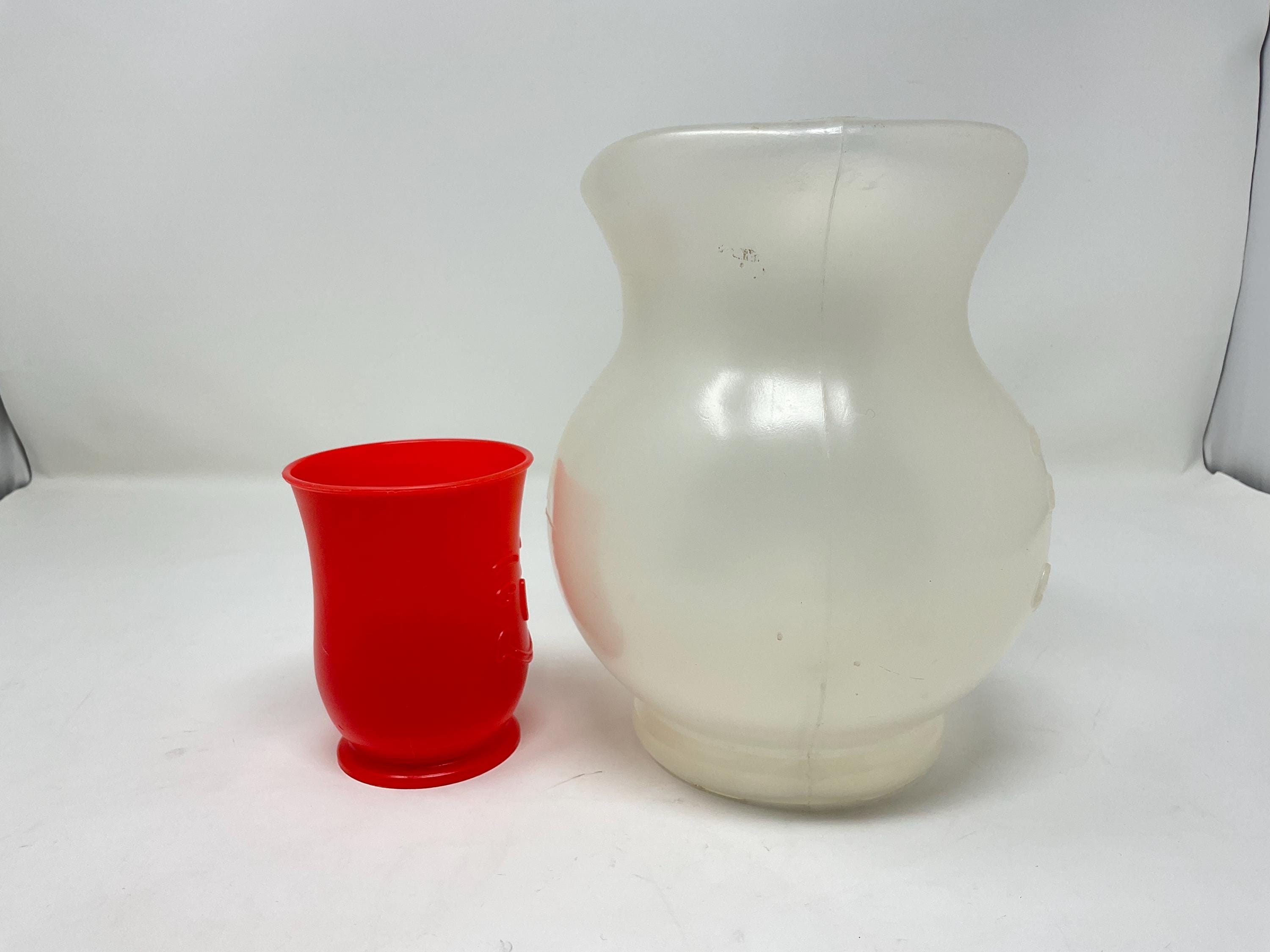 Vintage Kool-aid Man White Clear Plastic 2-quart Pitcher With 1 Small ...