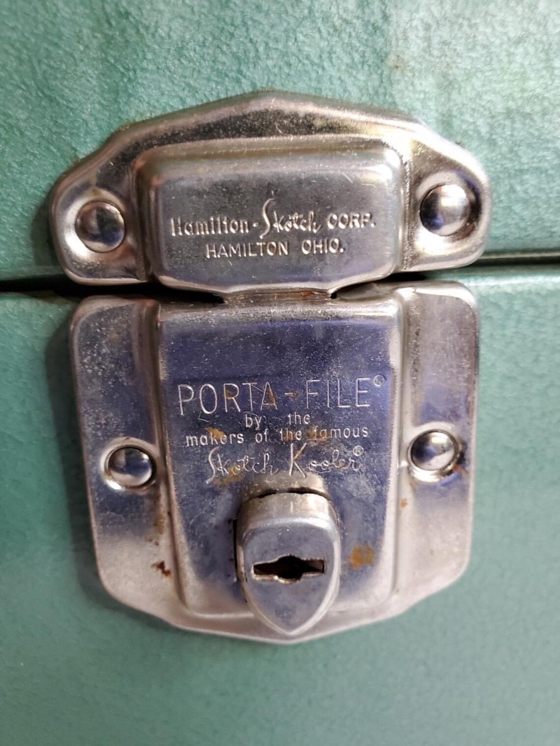 Vintage Hamilton Scotch Corp. Porta-file Green Metal Storage Box NO KEY ...
