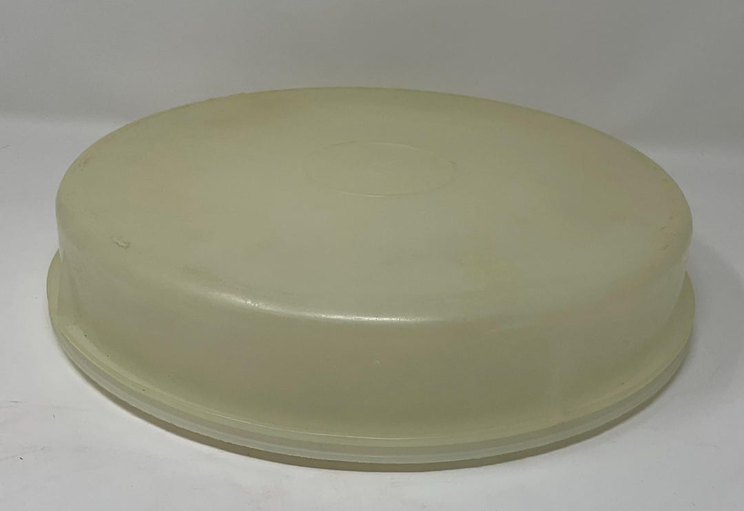 Vintage Tupperware Pie Saver Keeper Round 12" X 2.5" Has Pink Writing ...